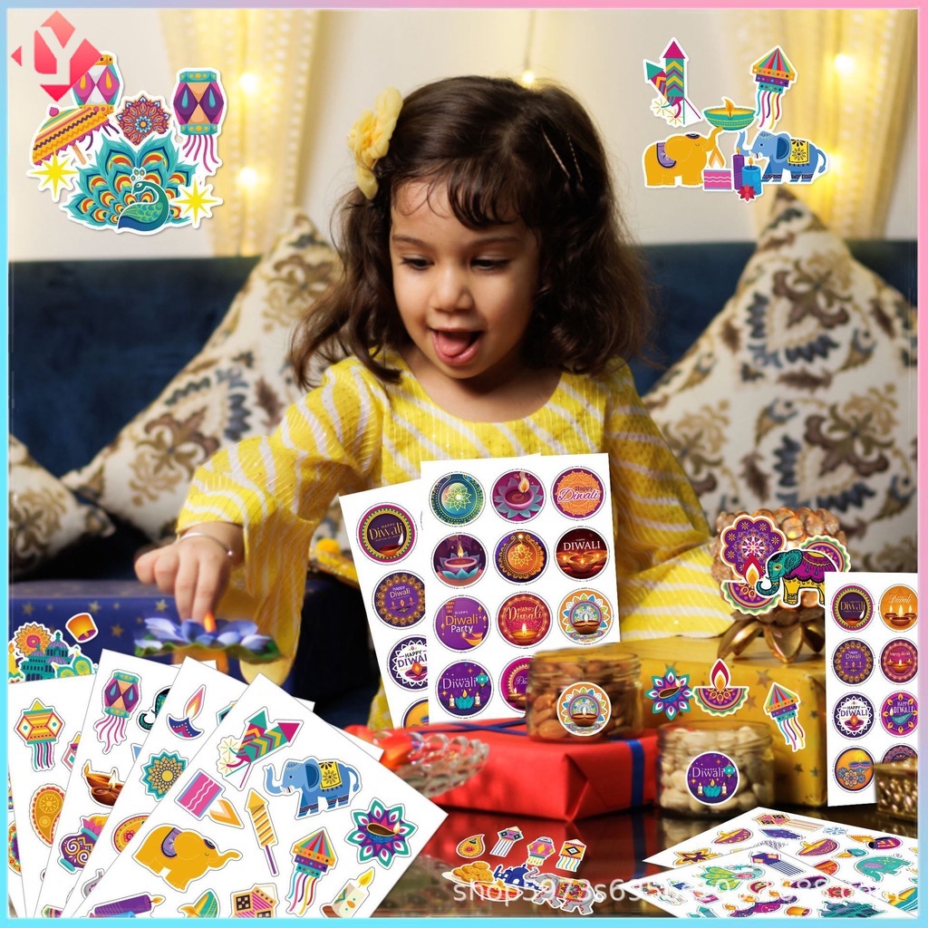 [Ready Stock]Diwali Lights DIY Stickers Deepavali Candle Cartoon ...