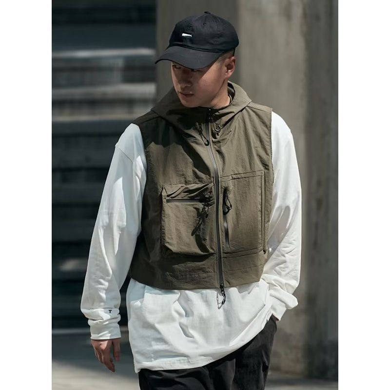 Unisex Baggy Vest Cargo Vest Tactical Vest Tooling Large Pocket ...