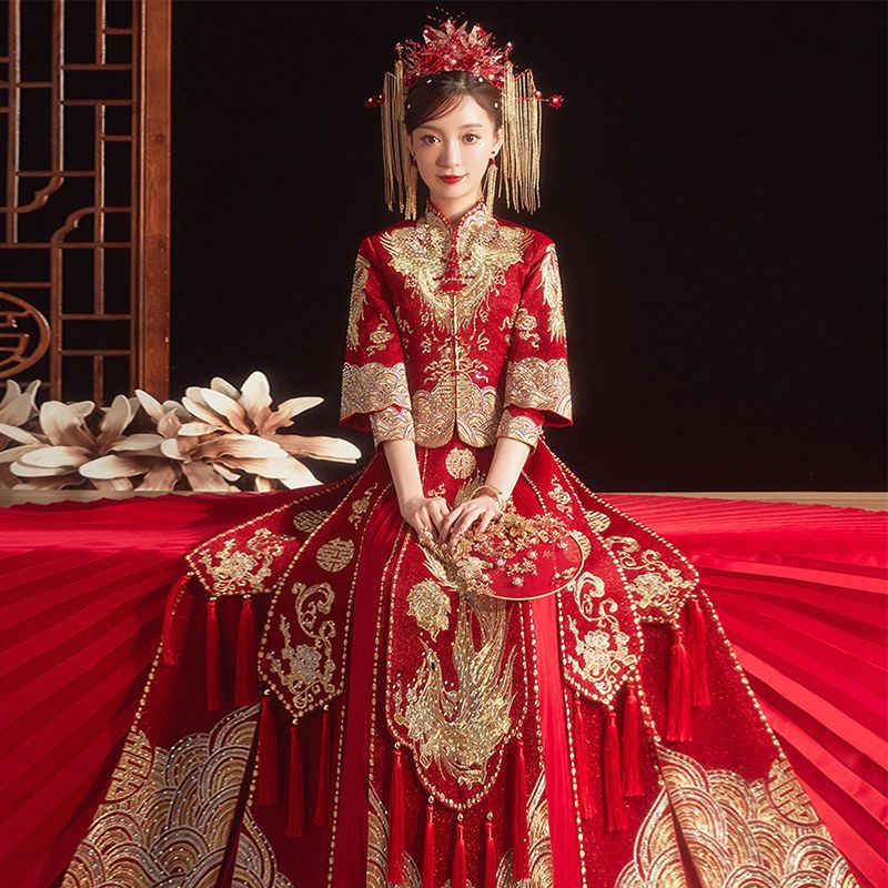 [WY] Xiuhe Clothing Bride 2023 Wedding Dragon Phoenix Gown Chinese ...