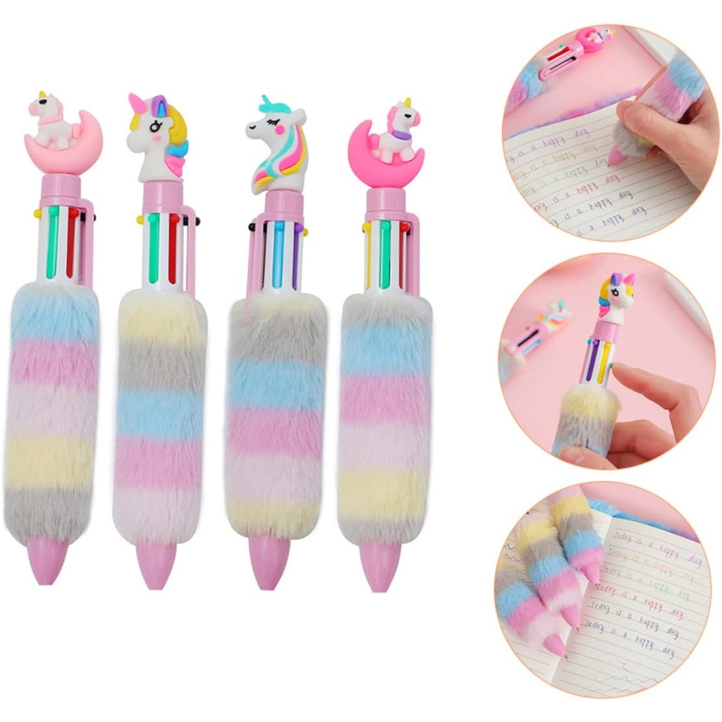 6 Color unicorn ballpoint pen stuffed animal unicorn pen stuffed ...