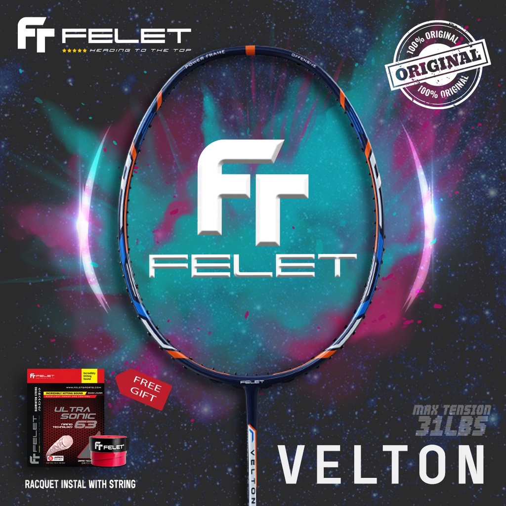 FELET VELTON Racket Badminton Racket Raket Badminton Original Racquet ...