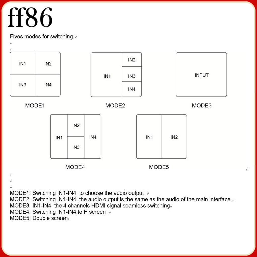 Seamless Switcher Quad Screen Splitter 1080P Screen Quad 4 Splitter ...