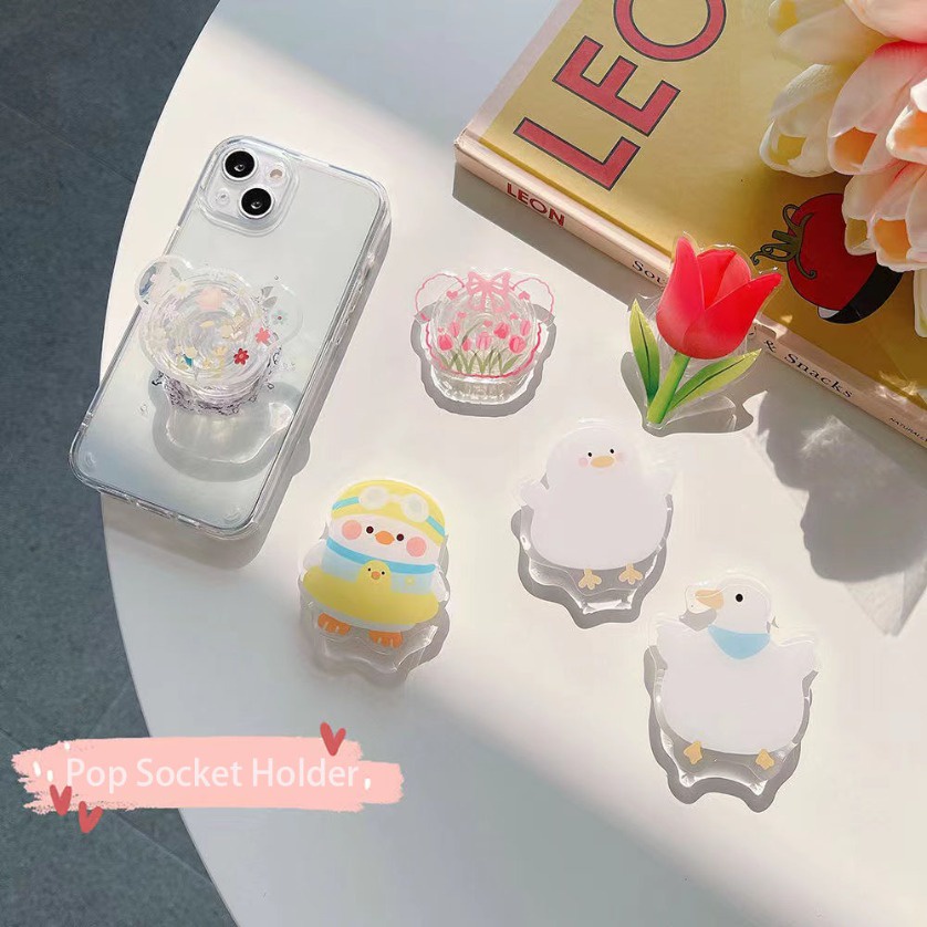 Cute Korean Duck POP Cellphone Bracket Holder INS Disposable Bag Mobile ...
