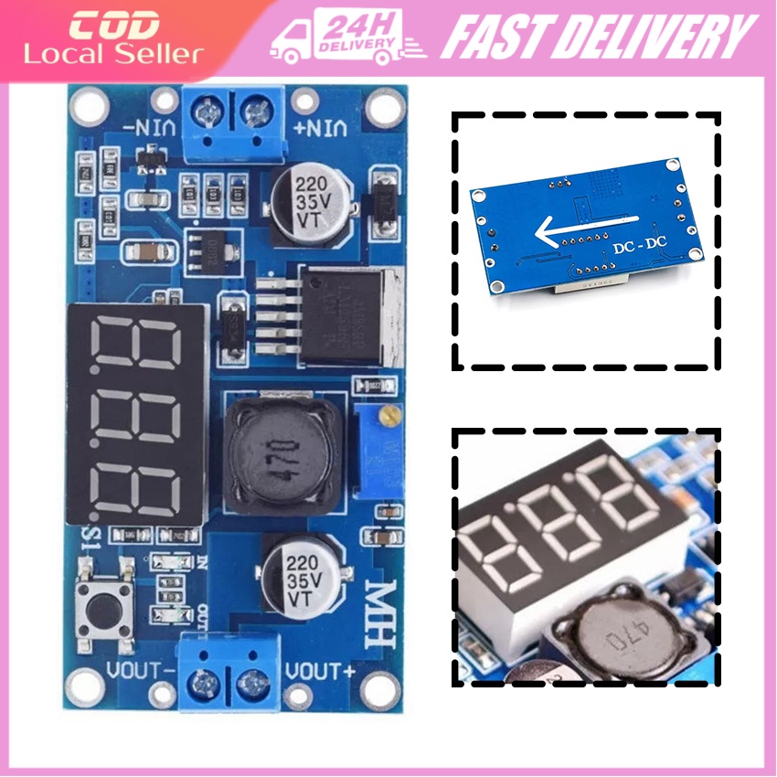 LM2596 DC-DC Adjustable Step-Down Module With Display 3A Buck Converter Drop Voltage Regulator ...