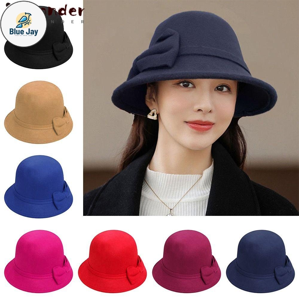 BJ Women Vintage Retro Hat Ladies Brim Bowler Fedora Hats Elegant Wool ...