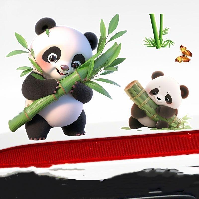 3D Stickers with Panda Cartoon Car Stickers, Covering Large Areas with ...