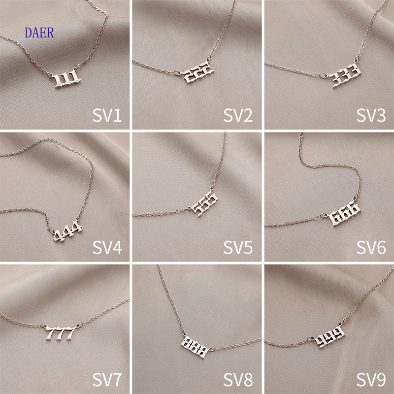 [Daer] Angel Number Stainless Steel Cut Necklace Number Titanium Steel ...