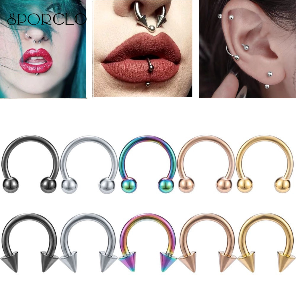 SPORCLO 1PC Spike Nose Piercings Helix Ear Cartilage Piercings Septum ...