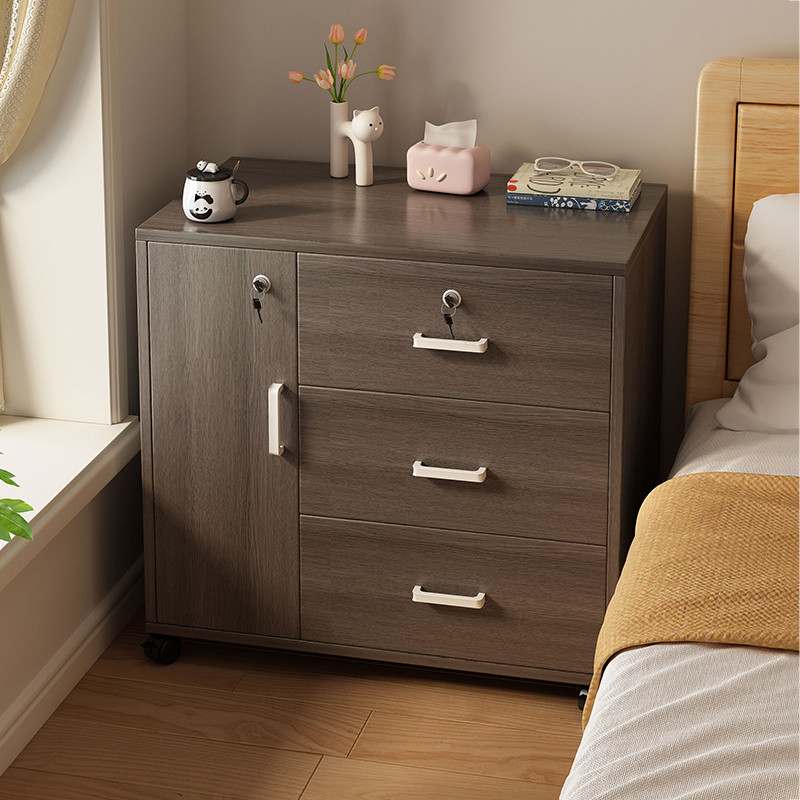 Home Bedroom Simple Bedside Storage Cabinet with Lock Bedside Table ...