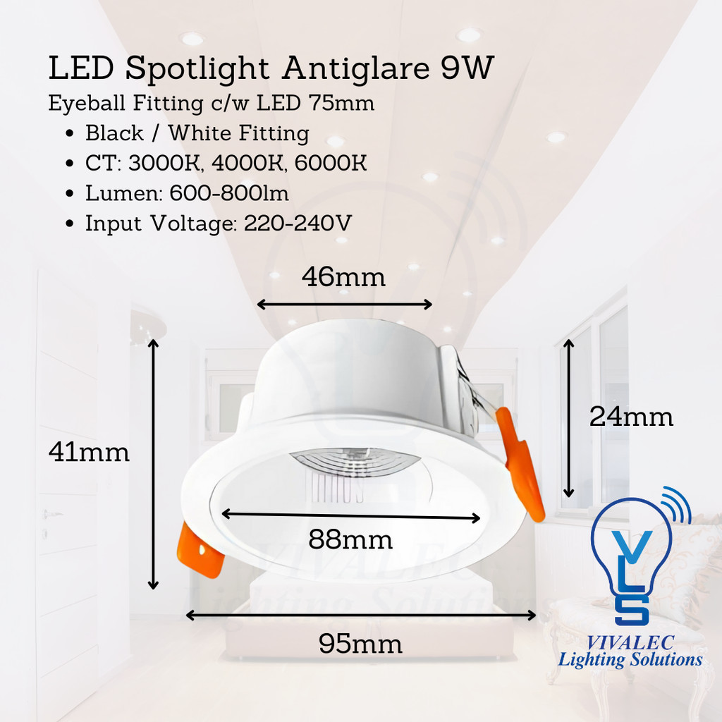 LED Eyeball 9W Recessed Eyeball Spotlight Downlight Home Lighting Room ...