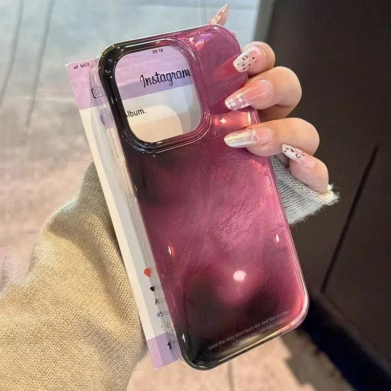 Simple Black and Pink Gradient Pattern Phone Case For iPhone 15 11 12 ...