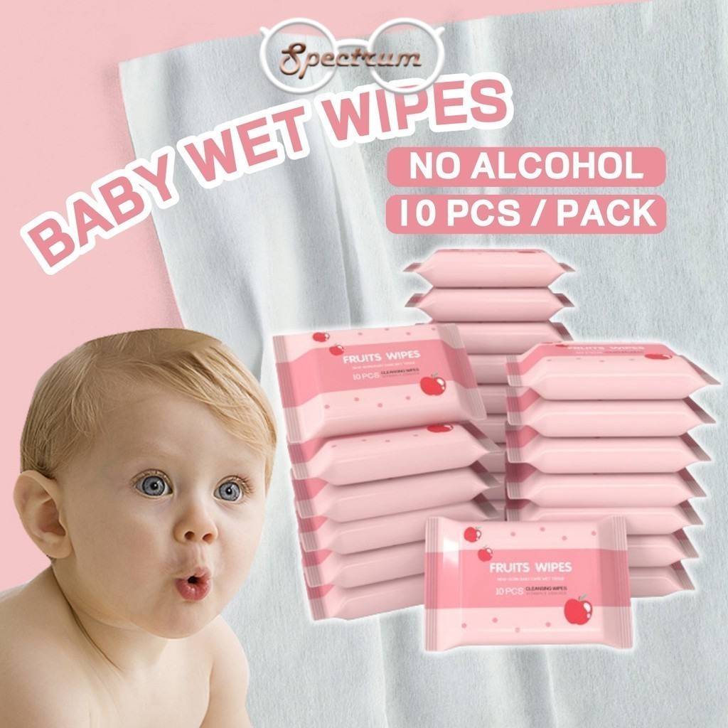 (10pcs/pack) Travel Pocket Baby Wipes Soft Tissue Alcohol Free Cute ...