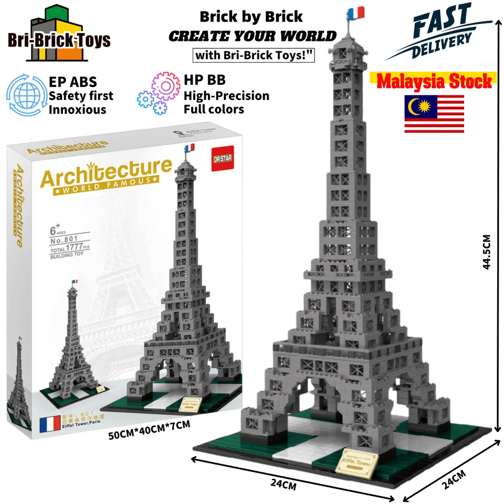 Bri-Brick Toys Eiffel Tower Building Block Educational Particles Blocks ...