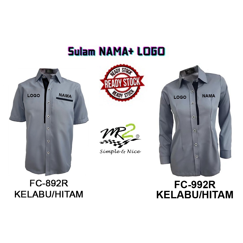 Readystocks Baju Korporat MR2 KELABU Perempuan & Lelaki KEMEJA FC992R ...