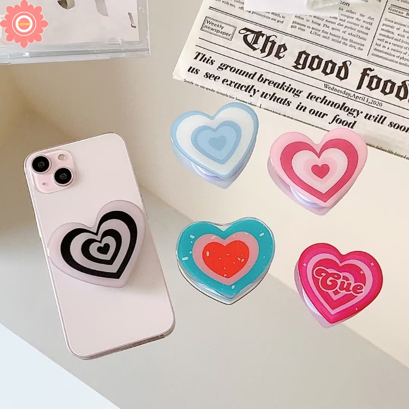 INS Fashion Cute 3D Crystal Love Heart Bracket Griotok Gradient Green ...