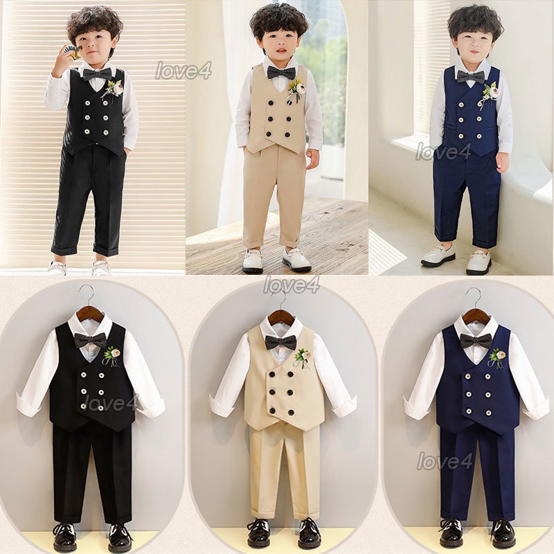 Children Formal Clothing Kids Boys Solid Color Tuxedo Attire Suits ...