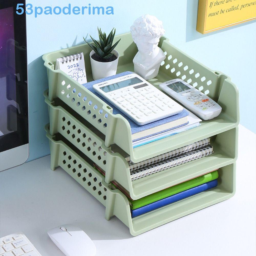 PAODERIMA A4 File Storage Tray, Desktop Organizer Papers Rack Stackable ...
