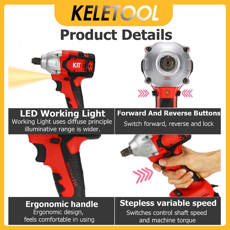 keletool cordless impact wrench high torque hangbing Electric drill ...