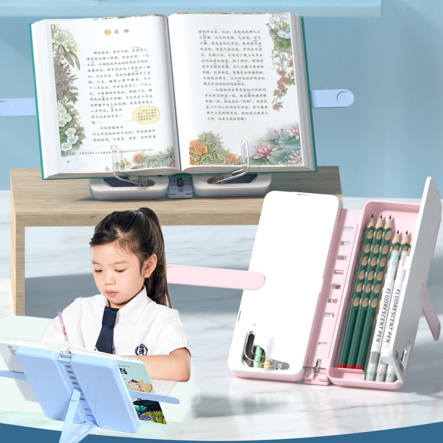 Foldable Reading Bookshelf Stationery Box Portable Dual-use Pencil Case ...