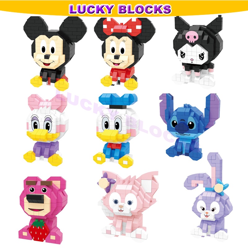 Nano blocks Kuromi Pooh Bear Mickey Stich blocks StellaLou Lotso Cute Doll block set DIY toy ...
