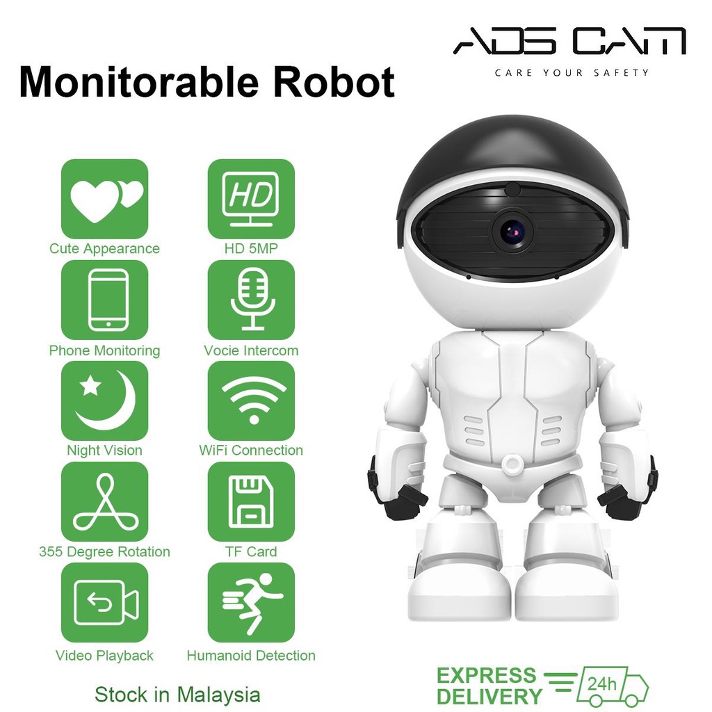 Smart Robot IP Camera 360°Security Camera WiFi Wireless Camera Smart ...