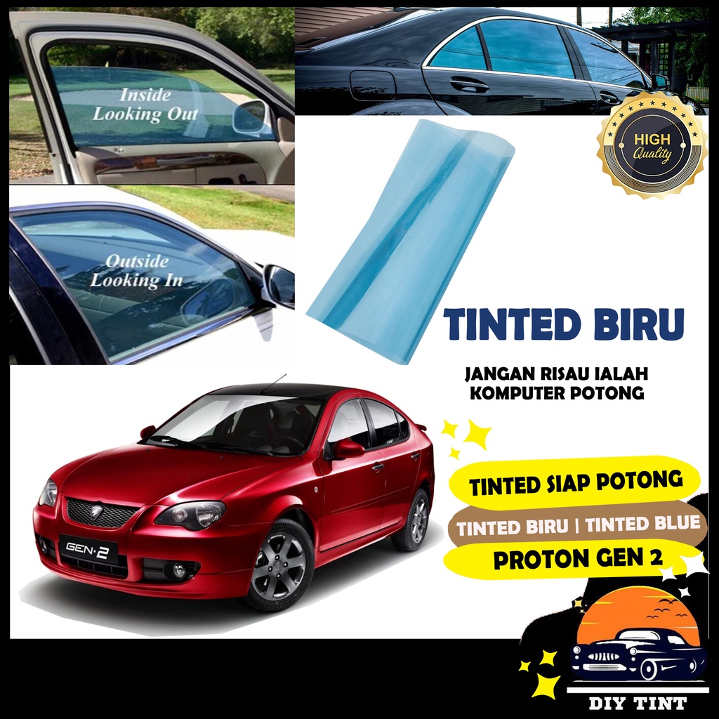 Proton Gen 2_TINTED CROMAX BIRU/Blue Tinted/ Tinted Kereta /Car Window ...