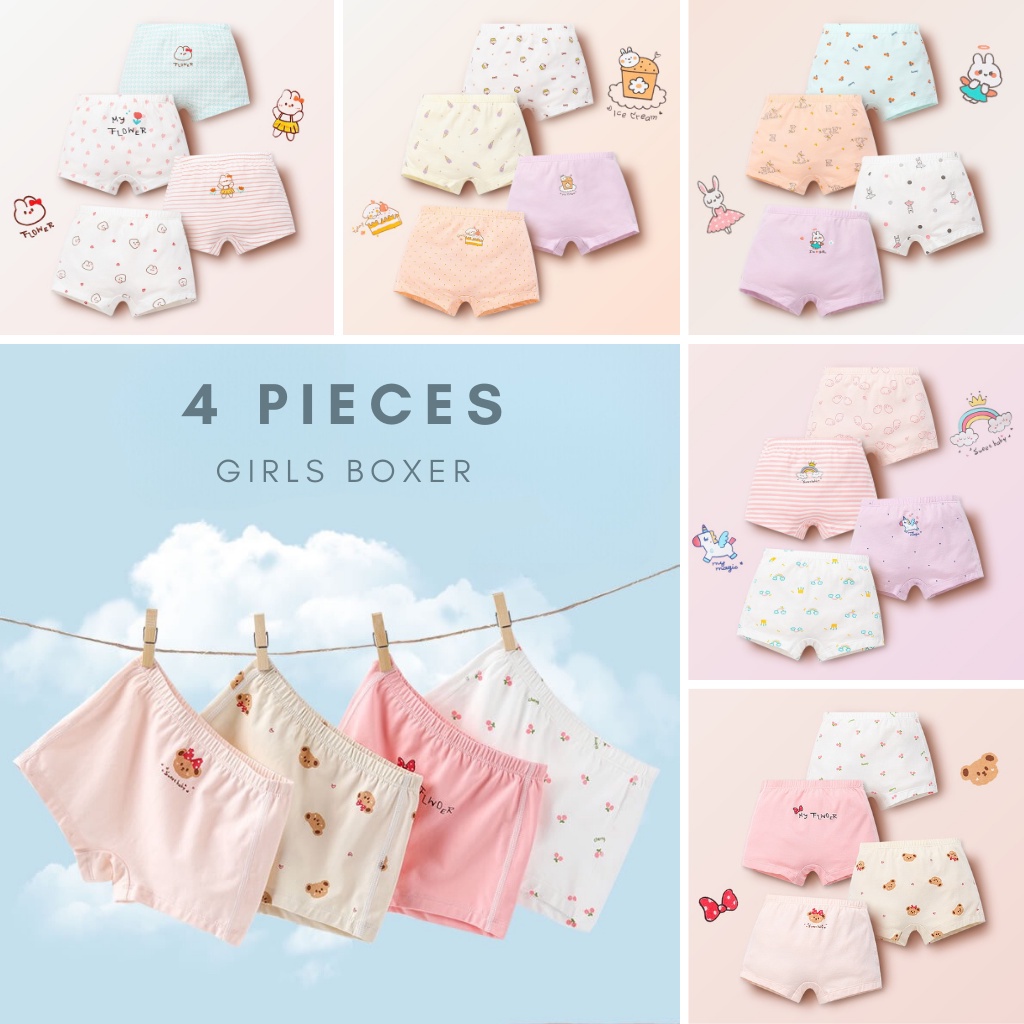 4 PCS Cartoon Girl Underwear, Kid Underwear, girl panties, Kid Brief ...