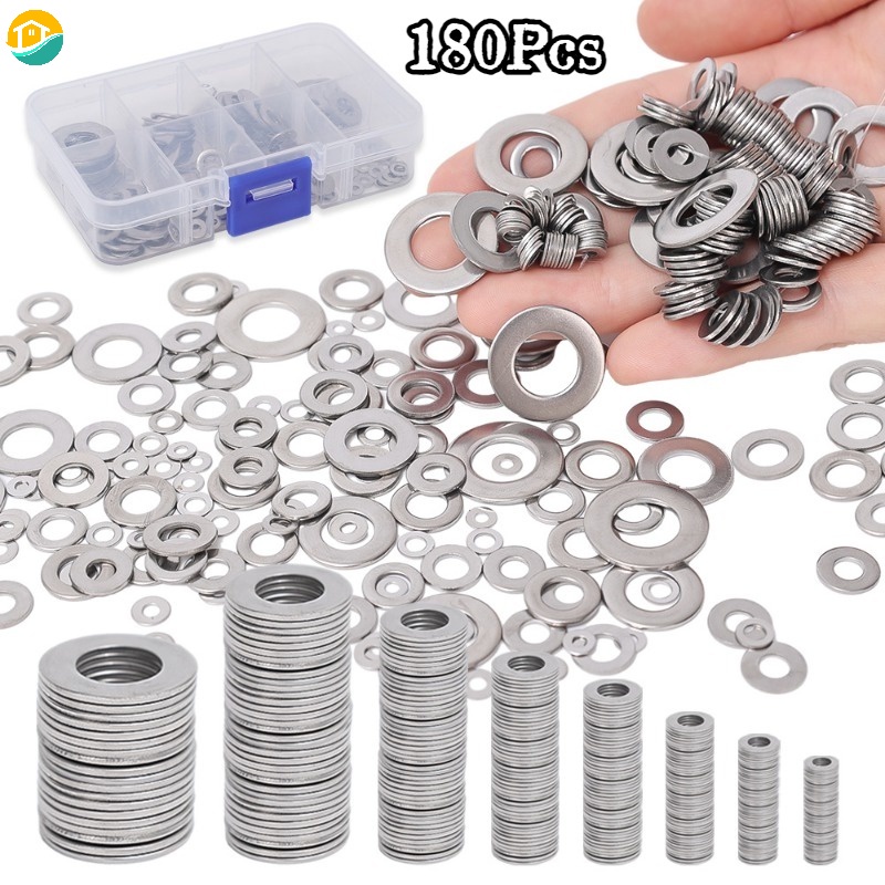 180Pcs/Box M2-M10 Stainless Steel Sealing Screw Gasket for General ...