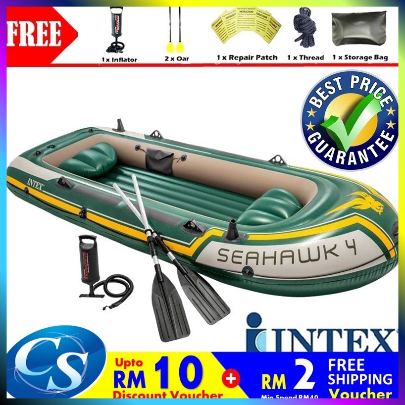 🔥SEAHAWK 4 INTEX 68351 4 Persons Kayak Rescue Fishing Inflatable Boat ...