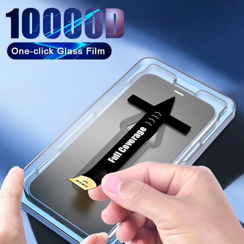 One-click installation Tempered Glass For iPhone 15 14 13 11 12 Pro Max ...