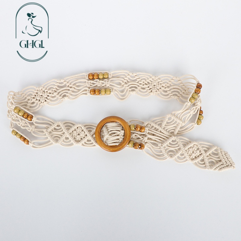 [GHGl] Retro French Elegant Hemp Rope Belt Female Decoration All-Match ...
