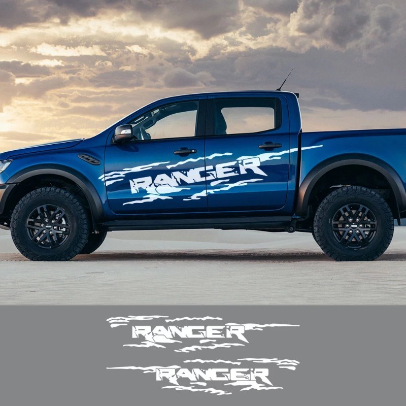 2PCS Large Size Carbon Fiber Vinyl Stickers For Ford Ranger Raptor ...