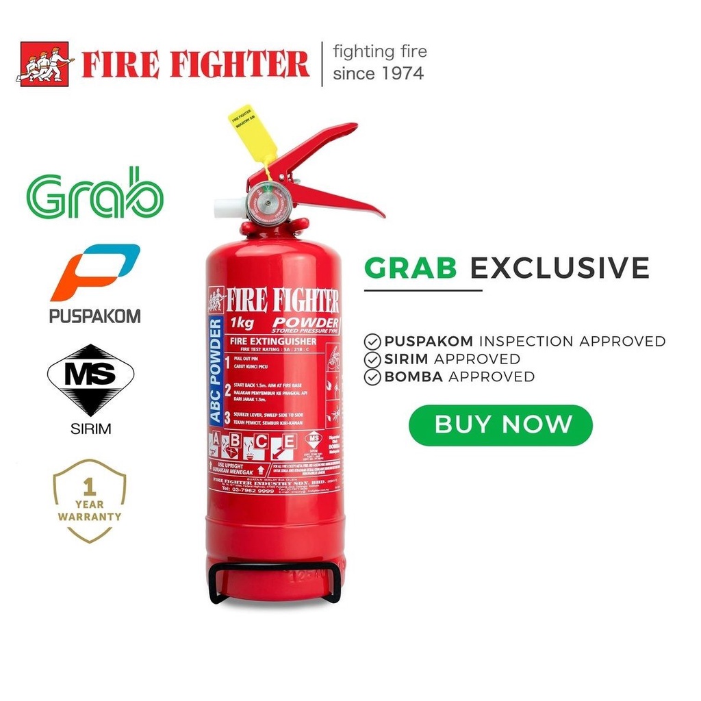 Fire Fighter 1kg ABC Dry Powder Fire Extinguisher | Shopee Malaysia