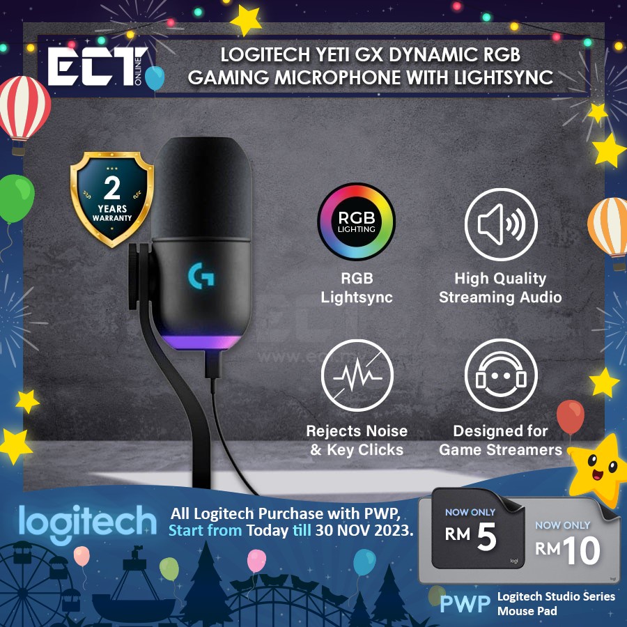 Logitech G Yeti GX Dynamic RGB Gaming Microphone with LIGHTSYNC (988 ...