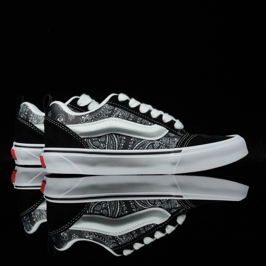 ACW Van Classics Knu Skool Bread Shoes Black and White Cashew Flower ...