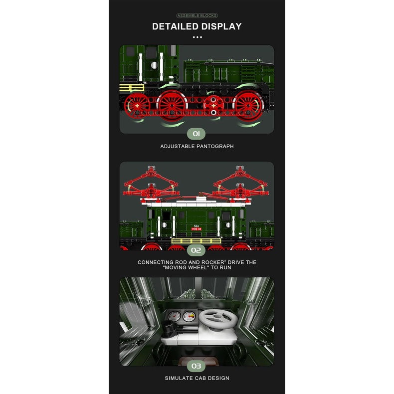 Mould King 12023 Train OBB 1189.08 (German Krokodil) Electric ...