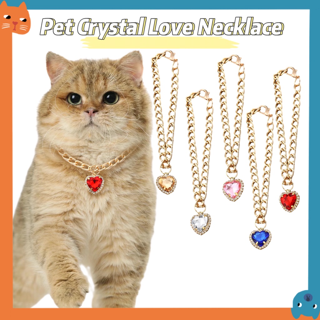 Colorful Gem Pet Necklace Pet Love Gem Necklace Pet Decorations Dogs ...