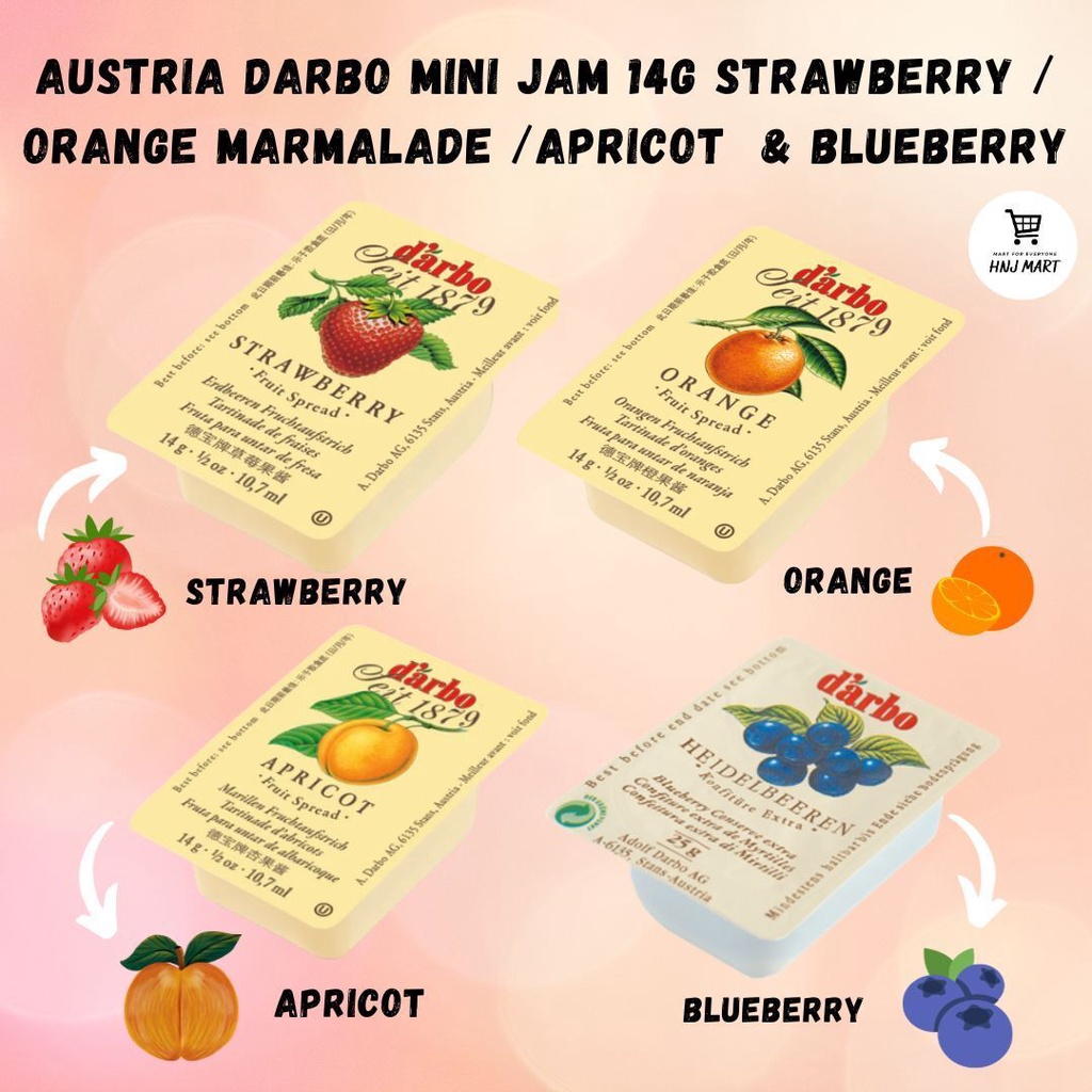 Austria Darbo Mini Jam 14g Strawberry Jam | Orange Marmalade / Apricot ...