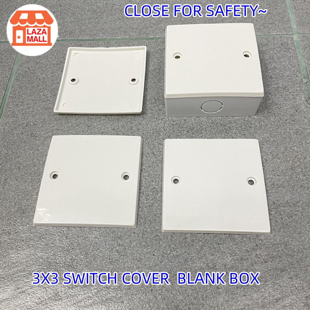 Box Cover Penutup Soket Pvc 3X3 SINGLE BOX SOCKET CLOSE HOLE PLUG SOCKET WAYAR INSIDE WHITE ...