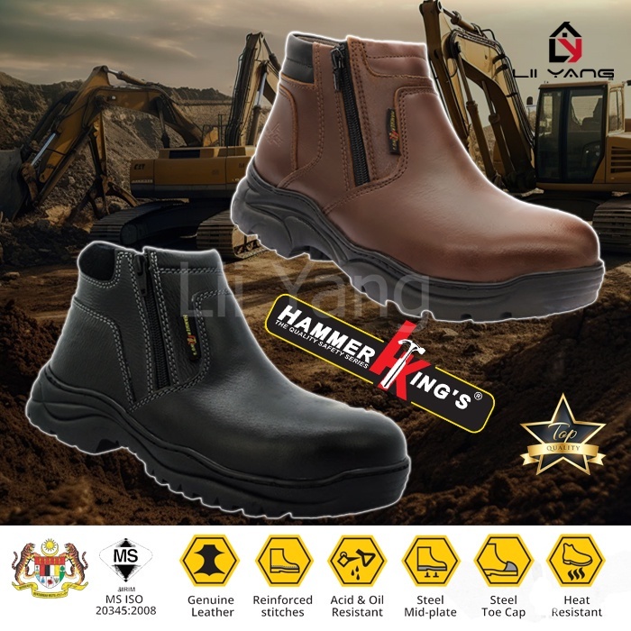 (SIRIM) Safety Boot Kasut Safety Hammer King Safety Shoes Mens Mid Cut ...