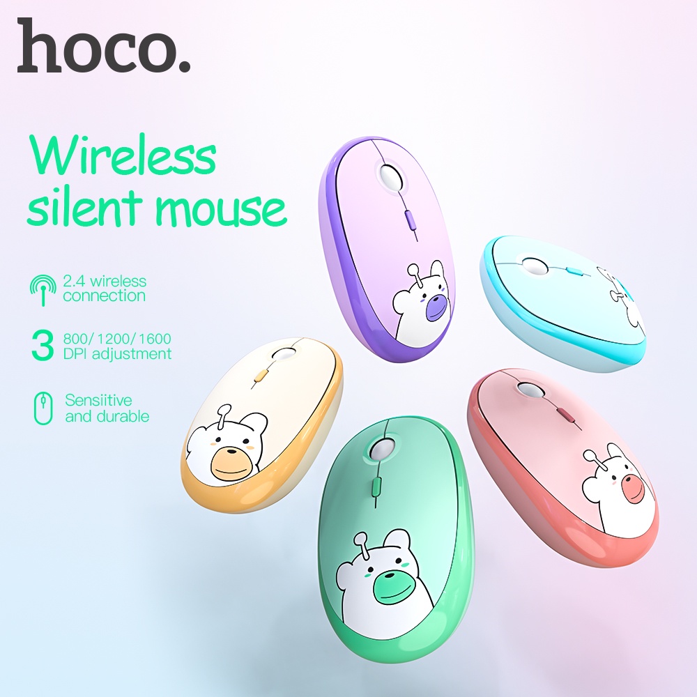 HOCO M2 Cute Wireless Mouse USB Receiver 1600 DPI Office Silent Mouse ...