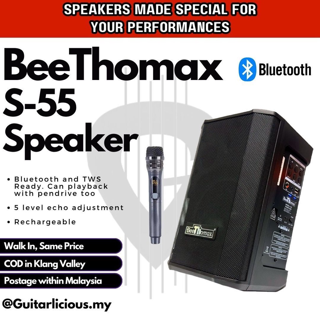 BeeThomax S-55 Battery Powered 60watt Portable Speaker Bluetooth ( S55 ...