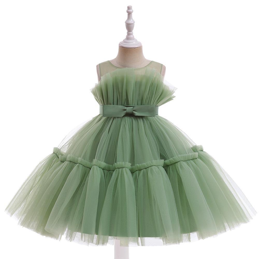 Children's Sage Green Tutu Tulle Dress Birthday Party Puffy Gauze ...