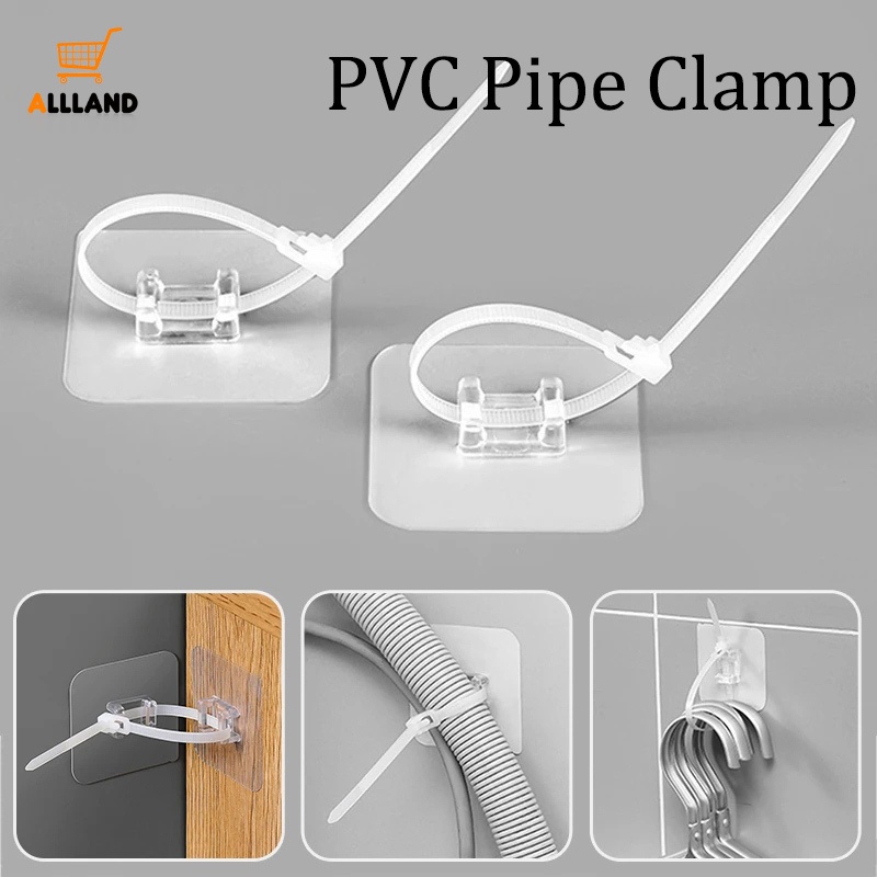 Pipe Clamp Hooks Rack Self Adhesive Pipe Retainer Wall Mounted 30-38mm ...