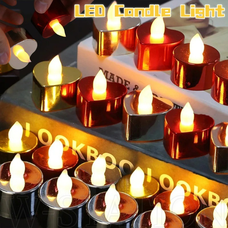 Heart Round LED Candle Lights / Romantic Flameless Night Lamp / Battery ...