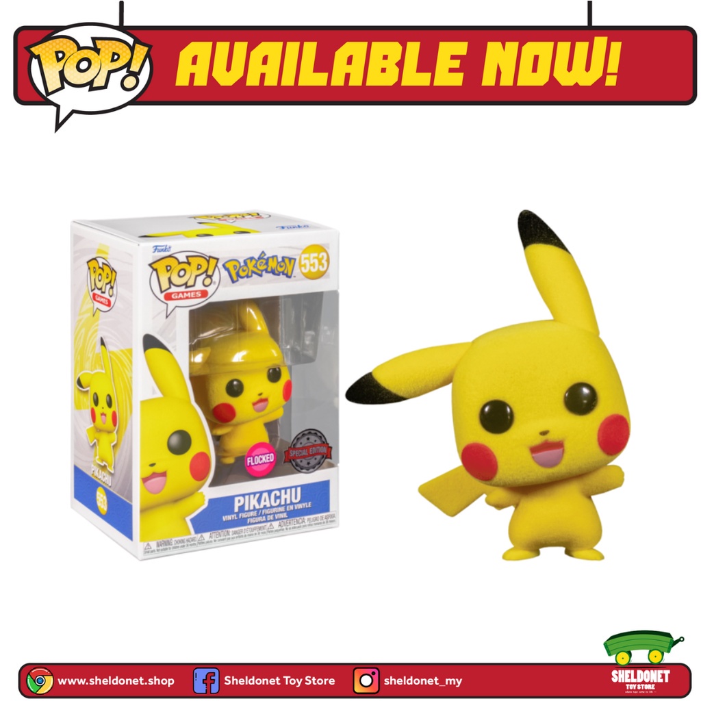 Funko Pop! Games: Pokemon - Pikachu (Waving) (Flocked) [Exclusive ...
