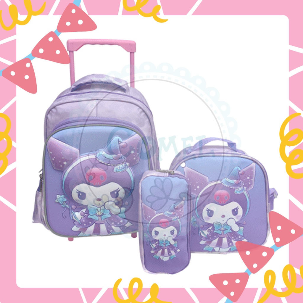 Comel Kids Fix Mini Trolley Backpack School Bag Set Cartoon Kuromi ...
