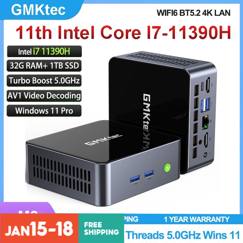 GMKtec M2 Mini PC 11th Intel Core I7-11390H Mini PC Windows 11 DDR4 16GB 512GB SSD WIFI6 BT5.2 ...