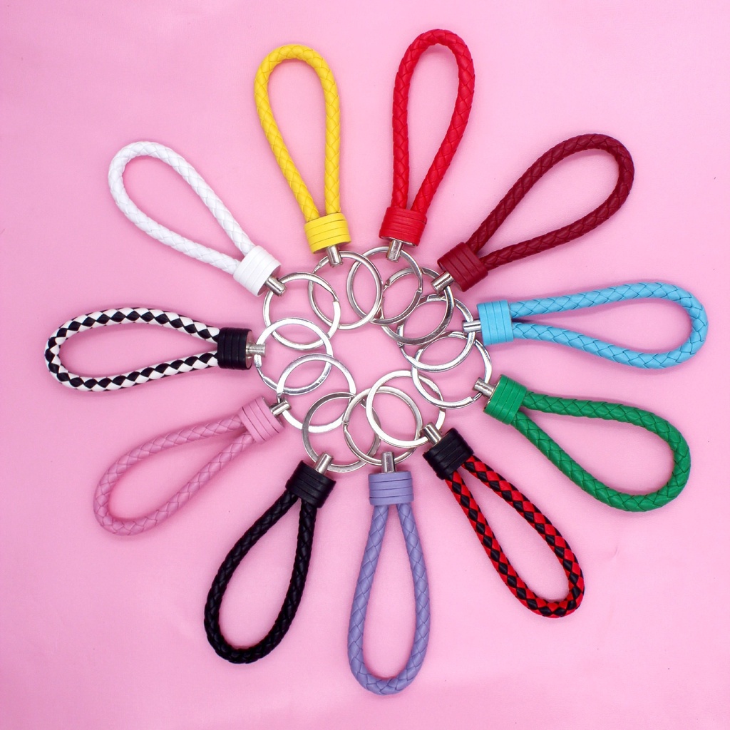 [Ready Stock] Creative Couple Key Ring Leather Rope Key Chain Braided ...