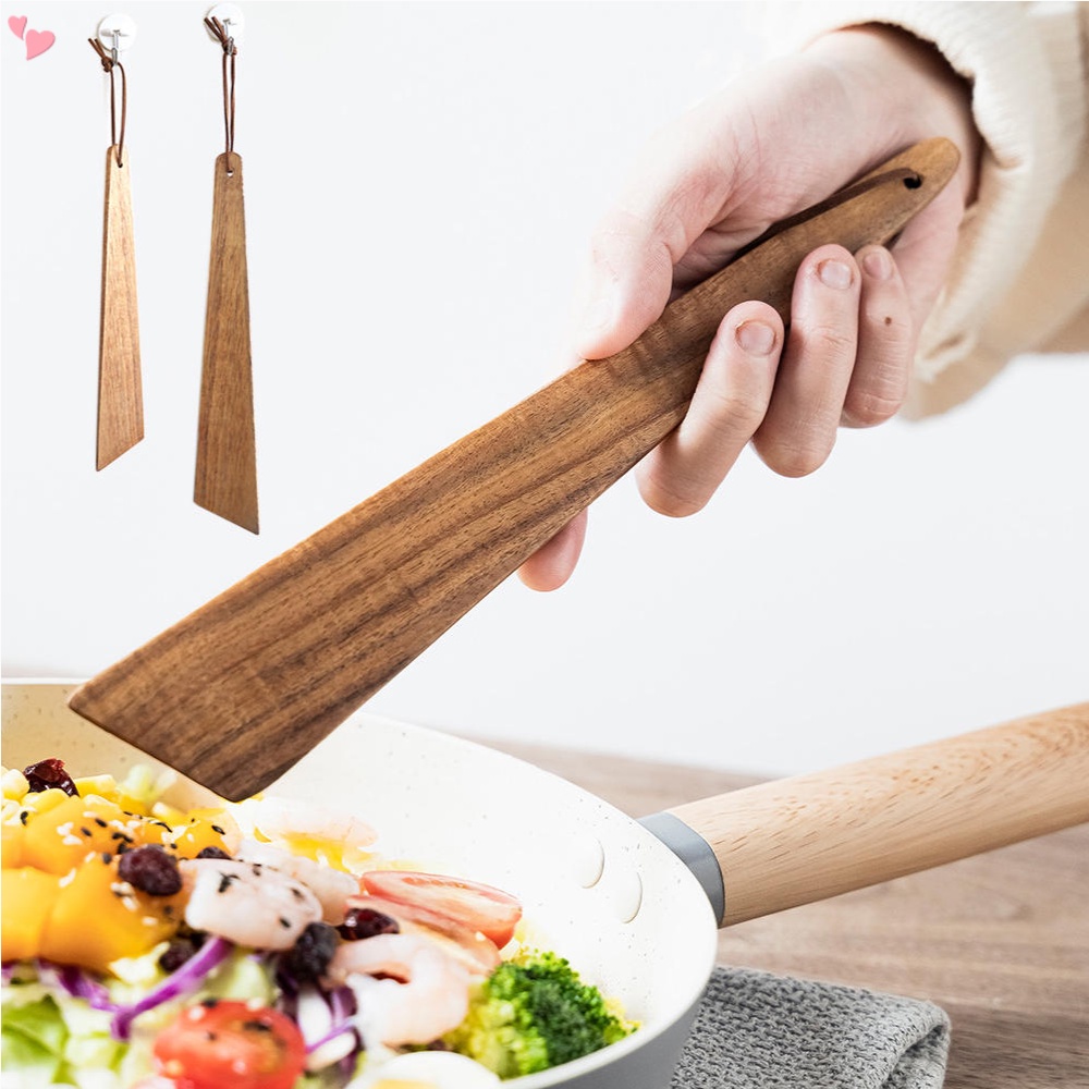 Teak Wooden Spatula,Flat Wooden Turner Non-stick Kitchen Spatula Set ...